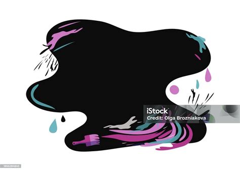 텍스트 디자인을 위한 추상적인 배경입니다 붓과 여러 가지 색상의 획과 물감 방울 예술 고립 된 배경 벡터 일러스트 레이 션
