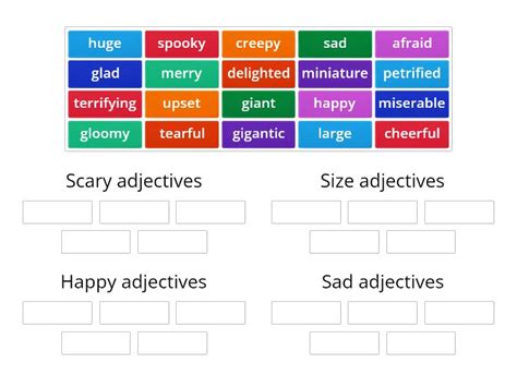 Sort The Adjectives Group Sort