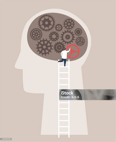 심리학자가 랜턴 문제에 대한 해결책을 강조하는 사람 머리 환자 심리 치료 마음 학습 과정 개념 마음 챙김에 대한 스톡 벡터 아트