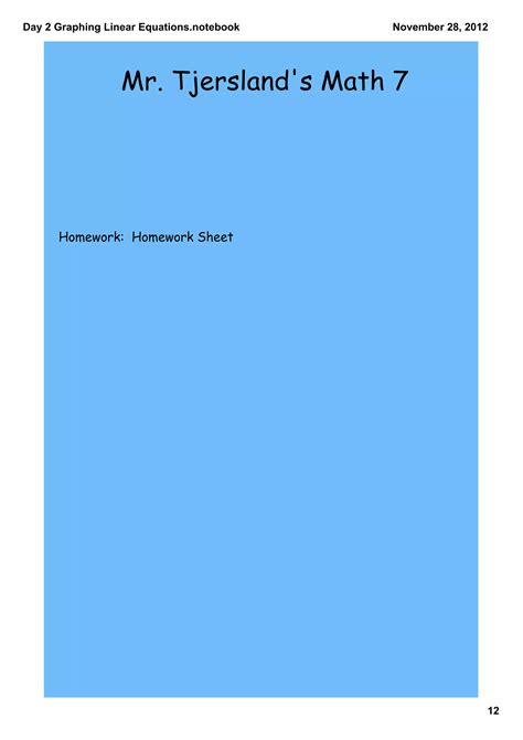 Day 13 Graphing Linear Equations From Tables Pdf Free Download