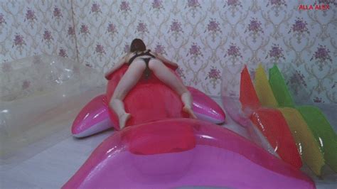 Alla Sexually Deflates A Large Inflatable Whale And A Transparent Inflatable Sofa And A