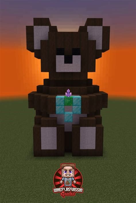 A Valentines Brown Bear Built In Minecraft Minecraft Valentines Minecraft Crafts