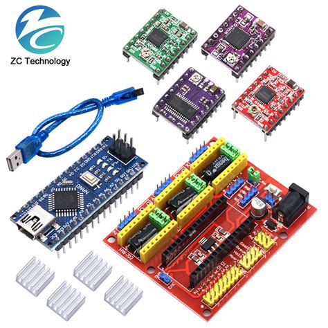 Cnc Shield V4 เครื่องแกะสลัก 3d เครื่องพิมพ์ A4988 Drv8825 At2100 ไดร์เวอร์ขยายสําหรับ Arduino