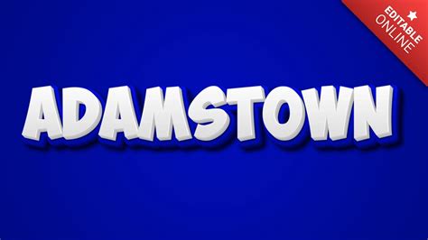 Adamstown Blue 3d Style Text Effect Generator