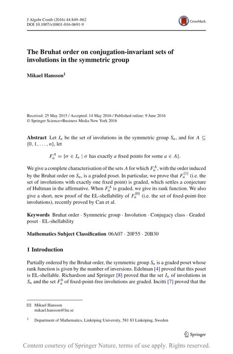 The Bruhat Order On Conjugation Invariant Sets Of Involutions In The Symmetric Group