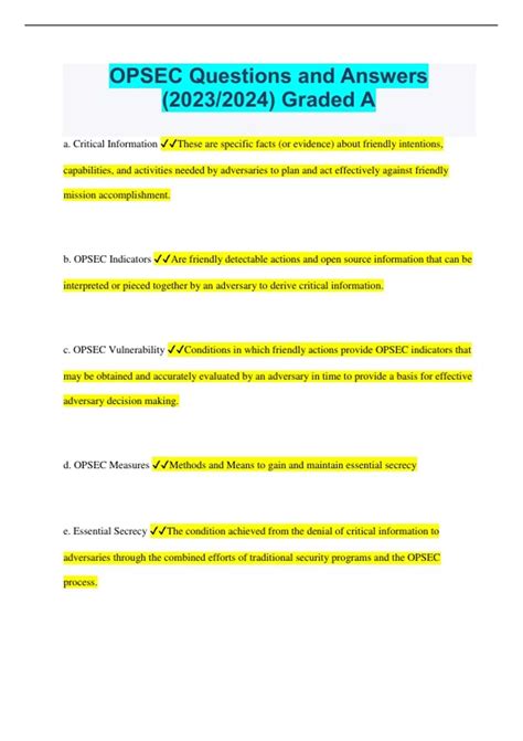 Opsec Questions And Answers 2023 2024 Graded A Opsec Stuvia Us