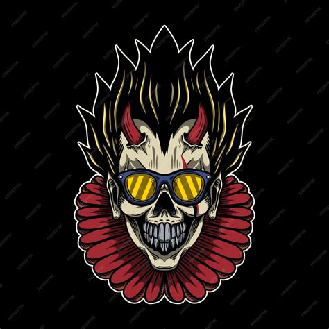 Premium Vector Premium Vector Clown Devil With Glasses Hand Drawn Illustration