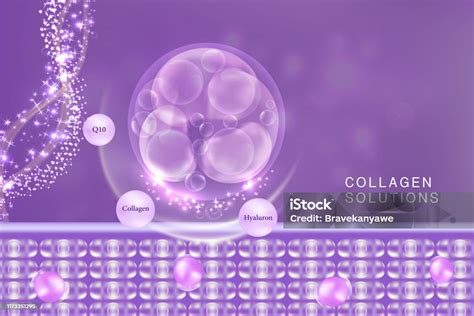 히알루론산 피부 솔루션 광고 보라색 콜라겐 세럼 드롭 화장품 광고 배경 사용 준비 Dna에 대한 스톡 벡터 아트 및 기타 이미지 Dna 개념 건강 진단 Istock
