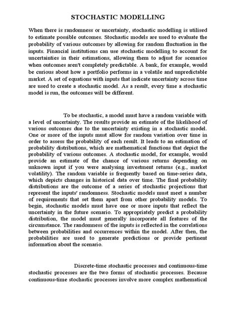 Stochastic Model Download Free Pdf Stochastic Process Probability