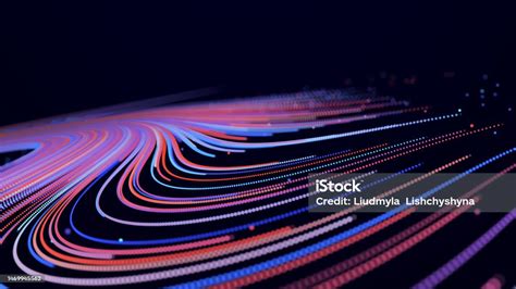 둥근 색상의 선에서 추상적 인 디지털 배경 정보 흐름 공간입니다 빅 데이터 시각화 3d 렌더링 3차원 형태에 대한 스톡 사진 및 기타 이미지 Istock