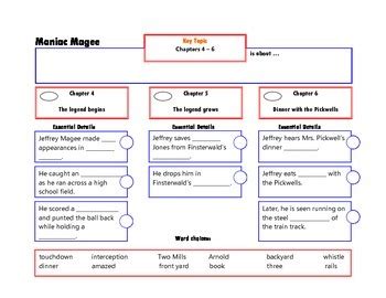 Maniac Magee Complete Novel Chapter Frames For Comprehension TpT