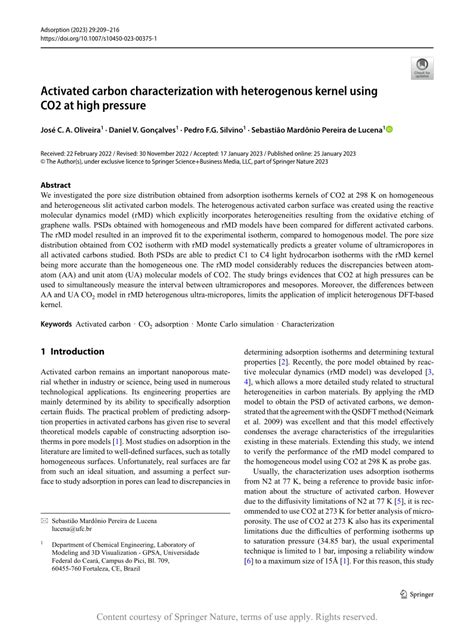 Activated Carbon Characterization With Heterogenous Kernel Using Co2 At High Pressure Request Pdf