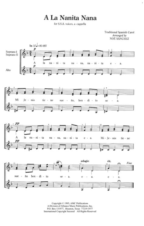 A La Nanita Nana Ssa Sheet Music Sheet Music Plus