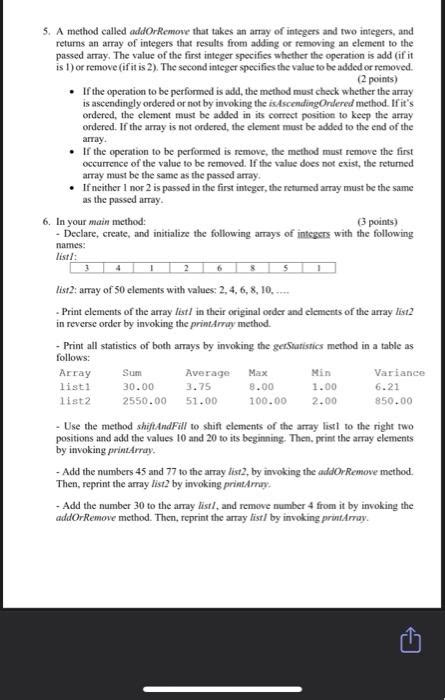solved 1 a method called printarray that takes an array of