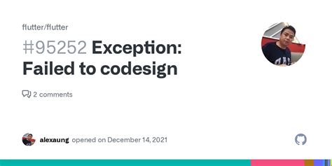 Exception Failed To Codesign · Issue 95252 · Flutterflutter · Github
