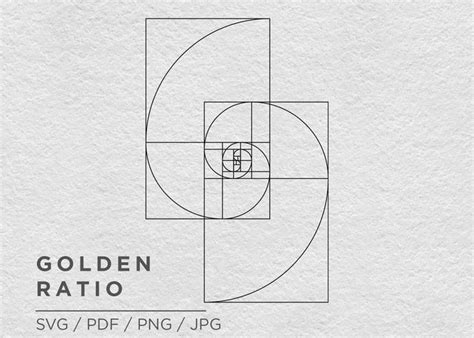 Golden Ratio Svg Vector Decal Spiral Phi Print Cut File Digital File Fibonacci Sequence