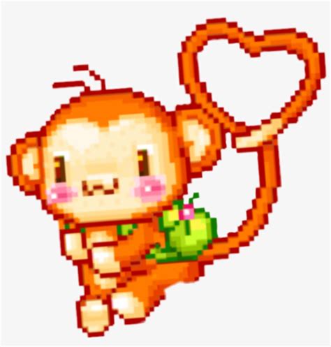 Monkey Pixel Pixelart Cute Kawaii Ape Png Kawaii Summer Pixel Art