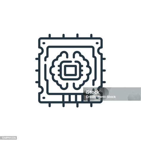 흰색 배경에서 격리된 Cpu 벡터 아이콘입니다 개요 웹 사이트 디자인 및 모바일 응용 프로그램 개발을위한 얇은 라인 Cpu