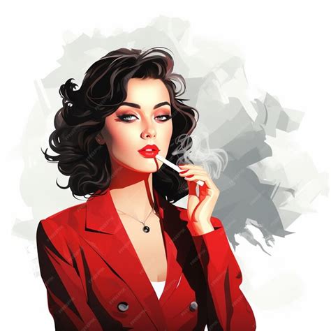 Premium Vector Girl Vector Illustration Woman Cigarette Smoke