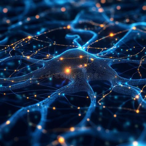 Abstract Neural Network Structure With Glowing Connections And Nodes Stock Illustration