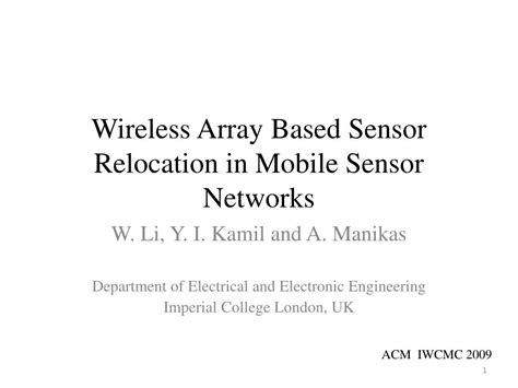 Ppt Wireless Array Based Sensor Relocation In Mobile Sensor Networks