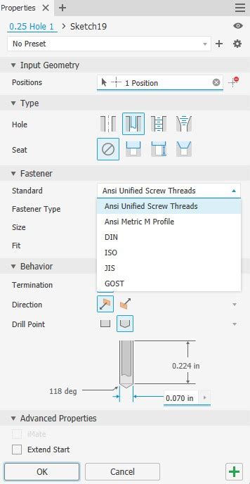solved using iso standards in the hole command autodesk community