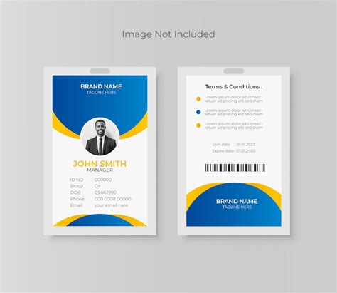 현대적인 기업 신분증 디자인과 사무실 직원 신분증 템플릿 프리미엄 벡터