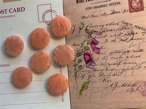 Plastic Peach Buttons Set Of 7 Peach Color Plastic Buttons Etsy