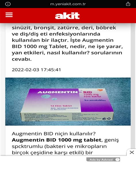 Augmentin Nedir Niçin Kullanılır Augmentin Bid 1 Pdf