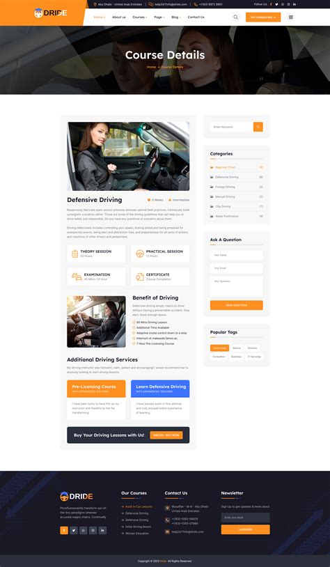Dride Driving School And Courses Figma Template By Themeholy Themeforest
