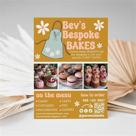 Cake Business Flyer Canva Template Diy Bakery Marketing Flyer Cupcake