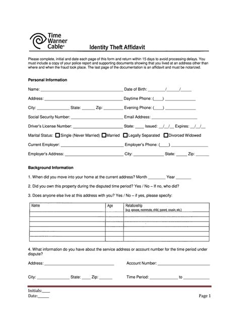 Identity Theft Affidavit Form Pdf Fill Out And Sign Online Dochub