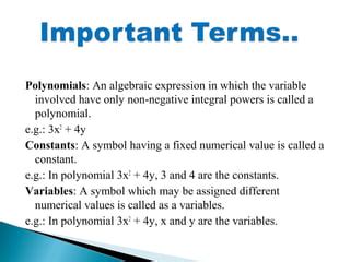 IX Polynomial PPT Physics Science