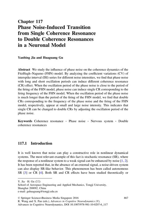 Pdf Phase Noise Induced Transition From Single Coherence Resonance To