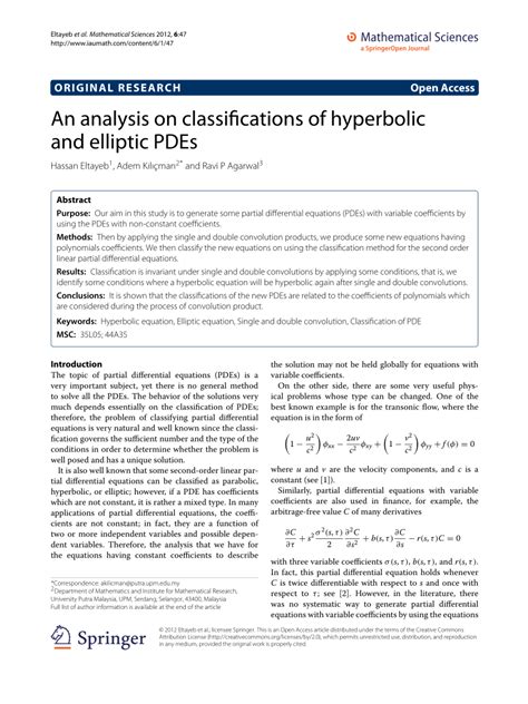 Pdf An Analysis On Classifications Of Hyperbolic And Elliptic Pdes