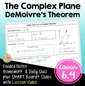 The Complex Plane DeMoivre S Theorem With Lesson Video Unit 6 TPT