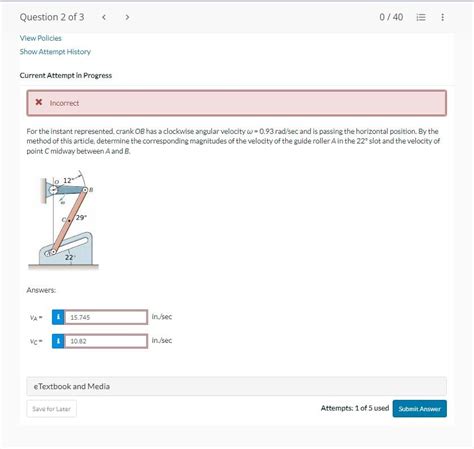 Solved For The Instant Represented Crank OB Has A Clockwise Chegg