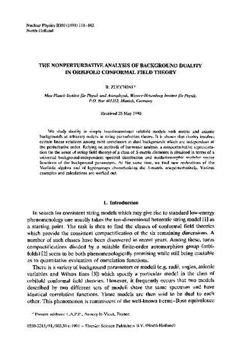 Pdf The Nonperturbative Analysis Of Background Duality In Orbifold Conformal Field Theory