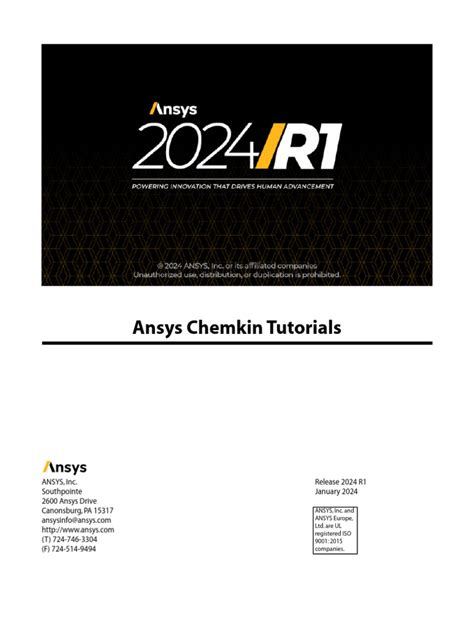 Ansys Chemkin Tutorials 2024 R1 Pdf Combustion Chemical Reactor