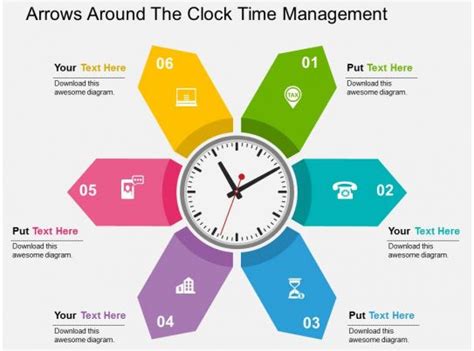 Arrows Around The Clock Time Management Flat Powerpoint Design PowerPoint Shapes PowerPoint
