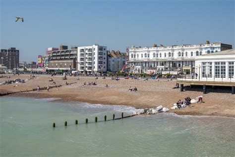 Worthing West Sussexuk April 20 View Of Worthing Beach In Editorial Photo Image Of
