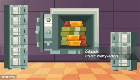 은행 돈 금고 열린 문 개념 벡터 그래픽 디자인 일러스트레이션 가정의 방에 대한 스톡 벡터 아트 및 기타 이미지 가정의 방 강철 개념 Istock