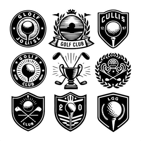 골프 클럽 로고 라벨 및 블럼 실루 터 프리미엄 Ai 생성 벡터