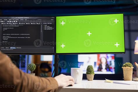 Developer Doing Software Debugging On Isolated Screen PC At Home Checking Wrong Lines Of Code