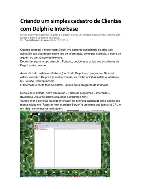 criando um simples cadastro de clientes com delphi e interbase