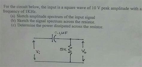 Solved For The Circuit Below The Input Is A Square Wave Of Chegg