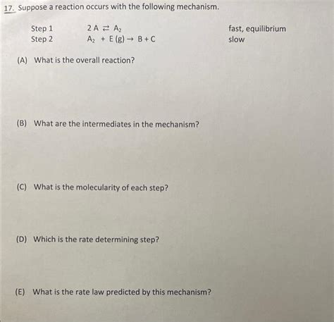 Solved 17 Suppose A Reaction Occurs With The Following Chegg Com