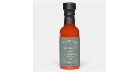 Minimalist Sage Green With Heart Modern Wedding Hot Sauces Zazzle