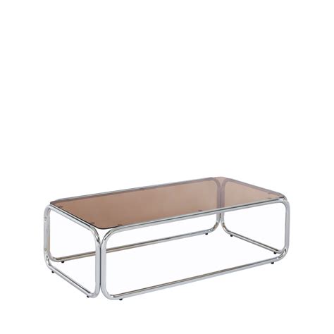 Table Basse En Verre Pieds Chrome Gliss Drawer
