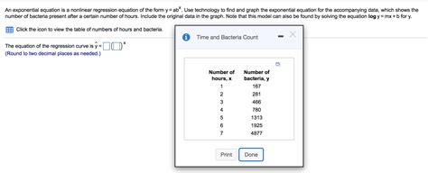 Solved An Exponential Equation Is A Nonlinear Regression Chegg Com